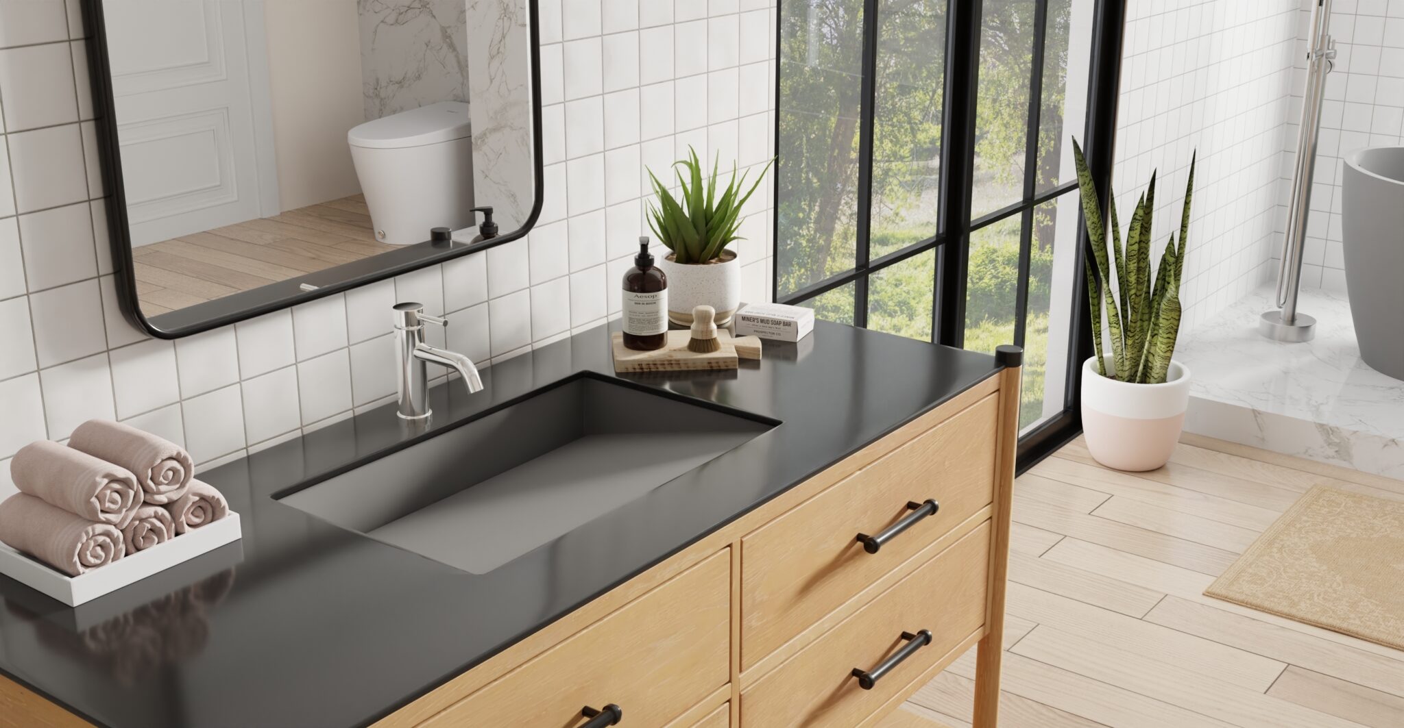 Gray Undermount Ramp Sink - Model UB-04-L | Badeloft USA