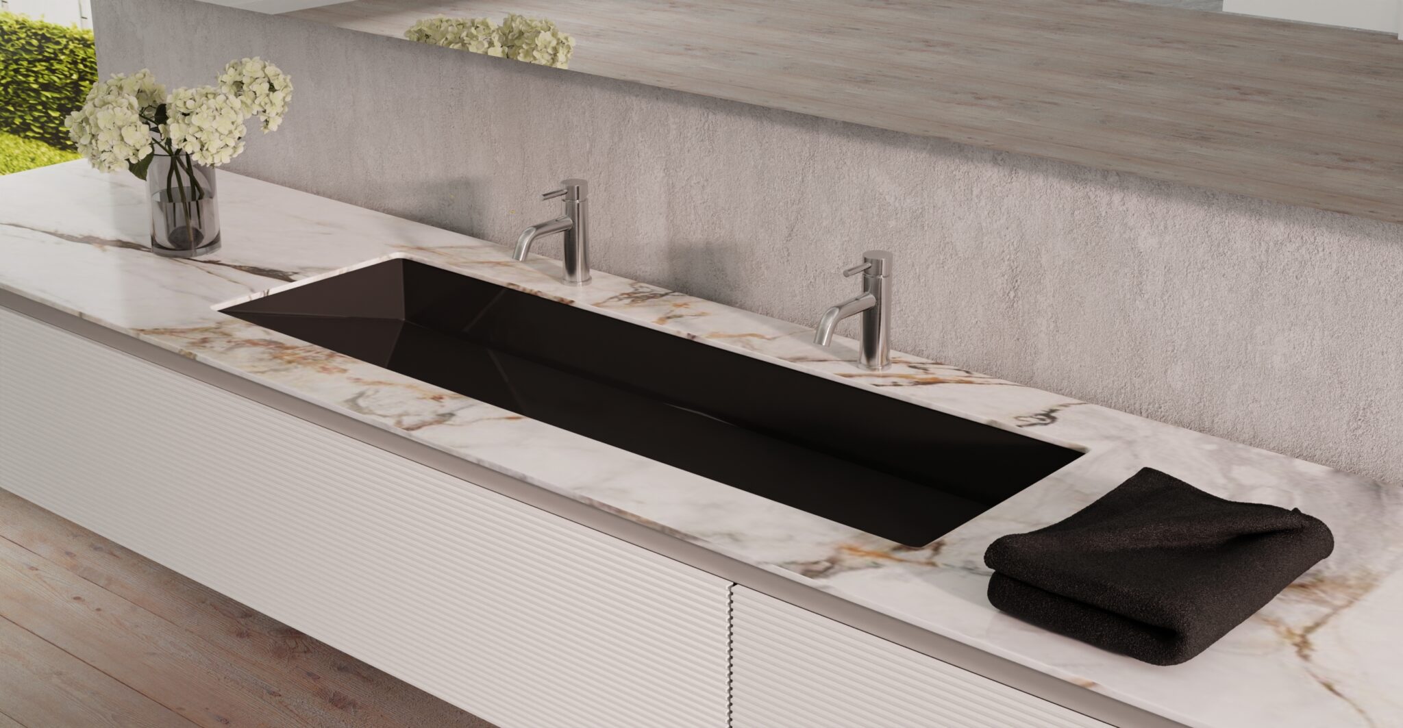 Extra Large Black Undermount Ramp Sink - UB-04-XL-BLK | Badeloft