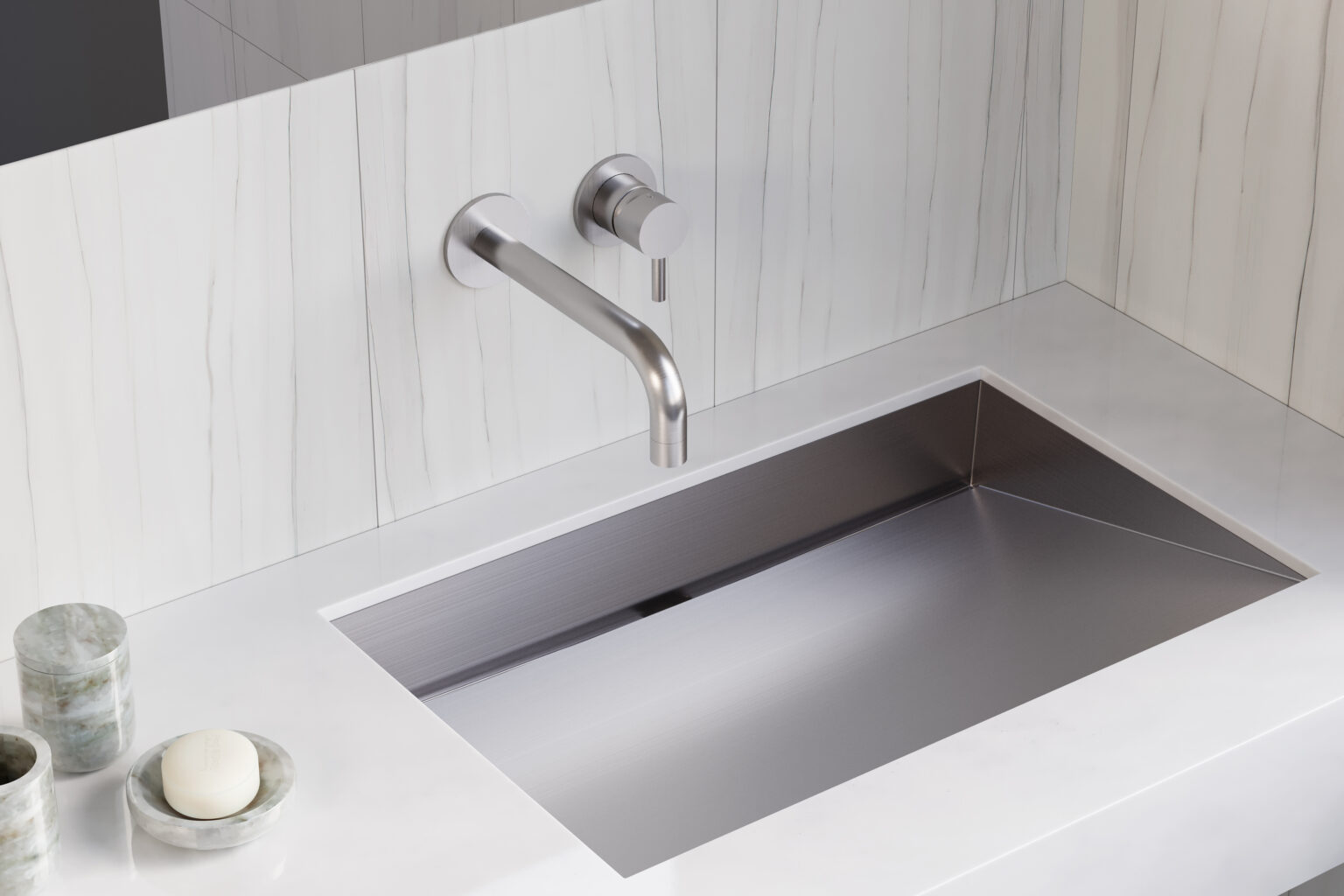 Undermount Ramp Sink - Model ES-UB-04-L-BS | Badeloft USA